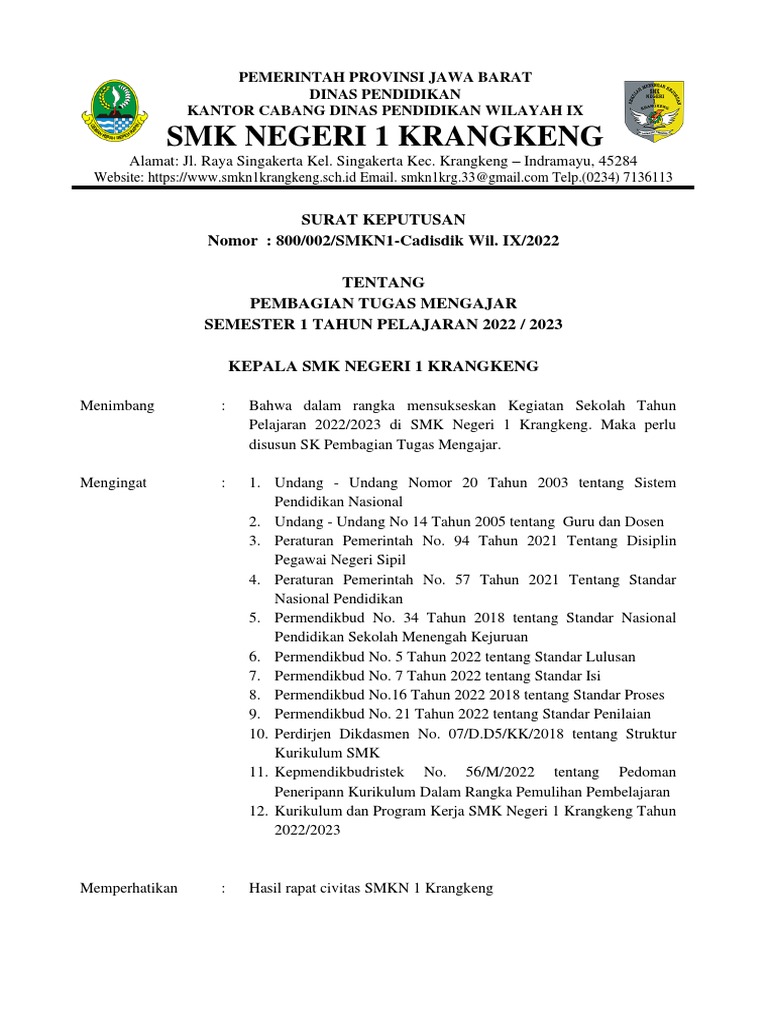 SK KBM Sem 1 TP. 2022-2023 Rev 1 Full | PDF