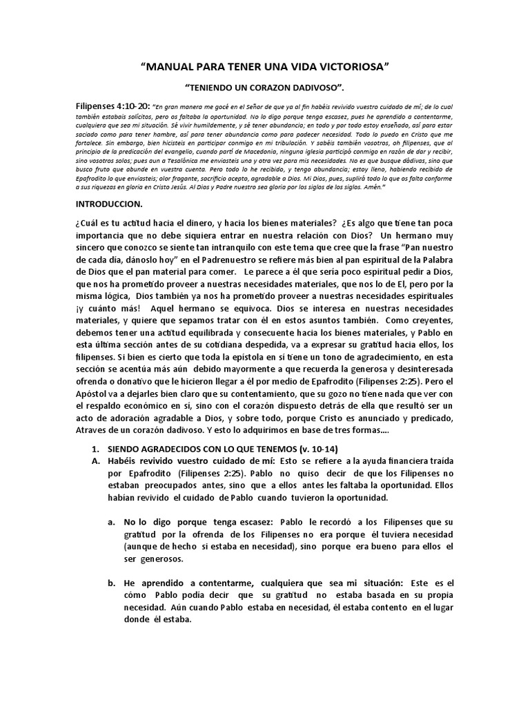 Teniendo Un Corazon Dadivoso - 063521 | PDF | Pablo el apóstol | orador ...