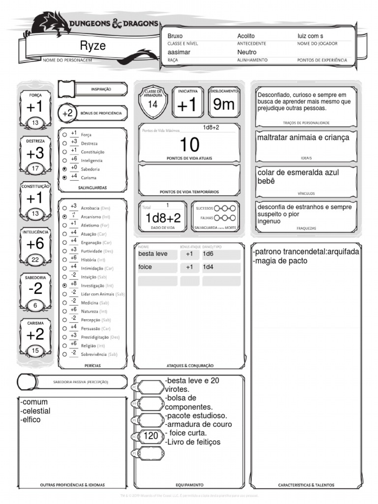 Ryze: O Bruxo e sua Foice Curta | PDF