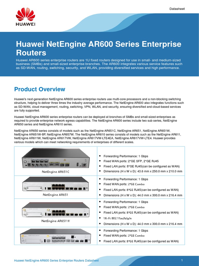 Huawei NetEngine AR600 Series Enterprise Routers Datasheet | PDF ...