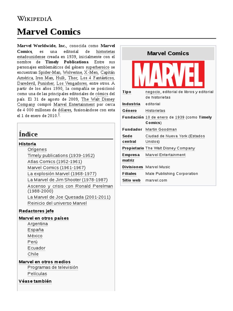 La Historia de Marvel C | PDF | Comics Marvel | Cómics