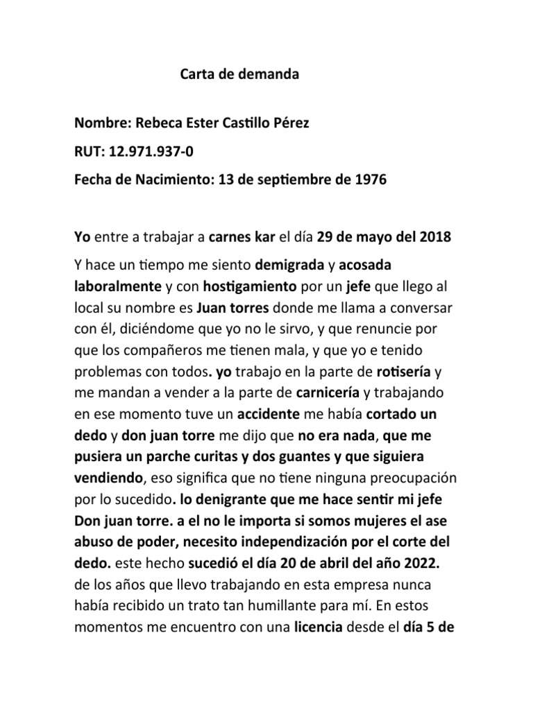 Carta de Demanda | PDF
