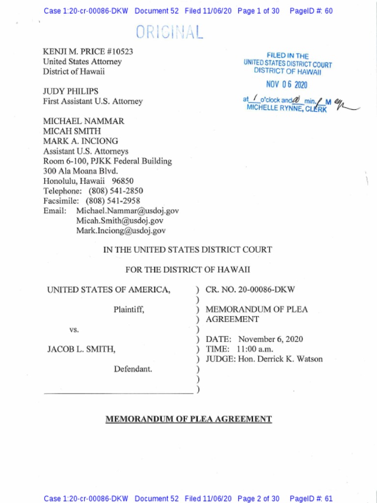 Jacob L. Smith Plea Agreement Summary | PDF | Plea | Jury Trial