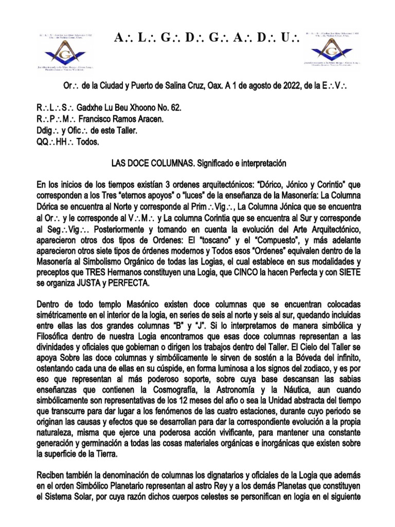 Las 12 Columnas | PDF | Planetas | Masonería