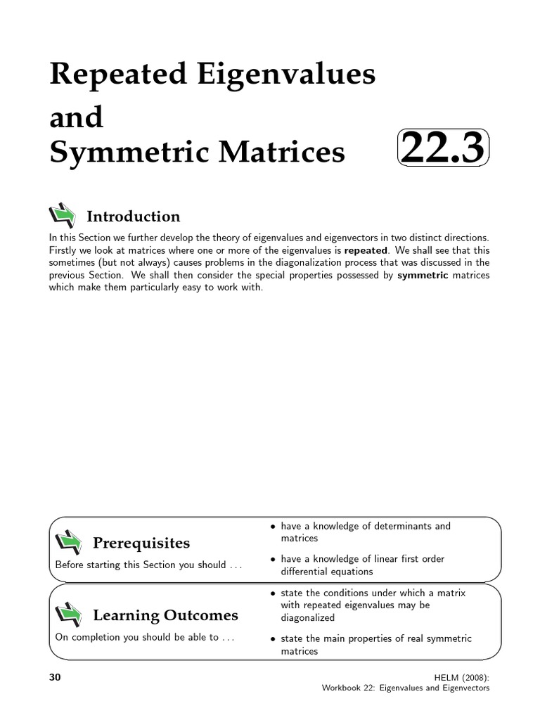 Repeated Eigenvalues | Download Free PDF | Eigenvalues And Eigenvectors | Matrix (Mathematics)
