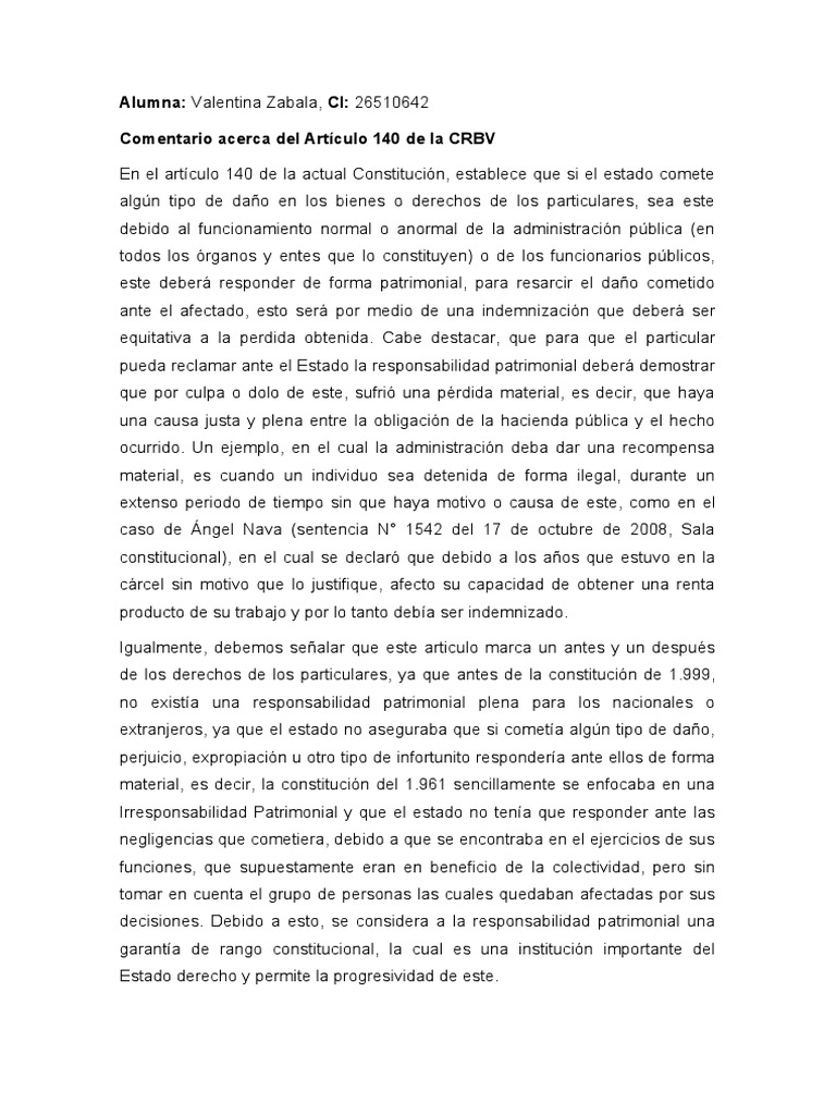 Comentario Del Articulo 140 | PDF | Ley Pública | Justicia