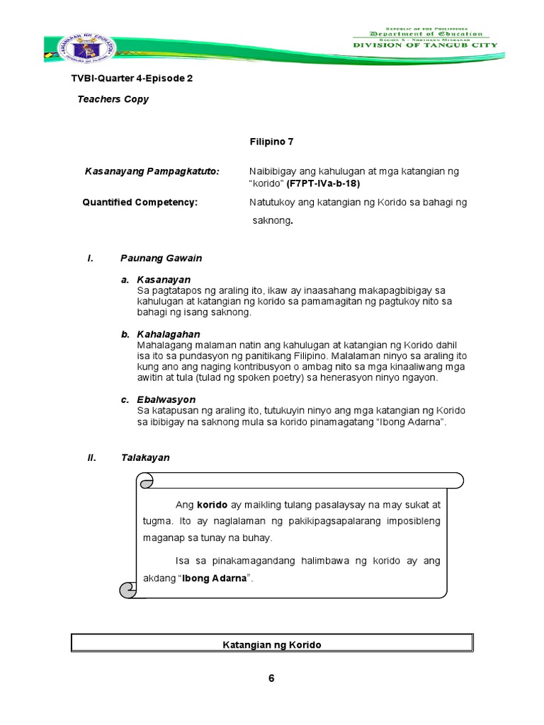 Filipino 7 Q4 Week 2 Teacher's | PDF