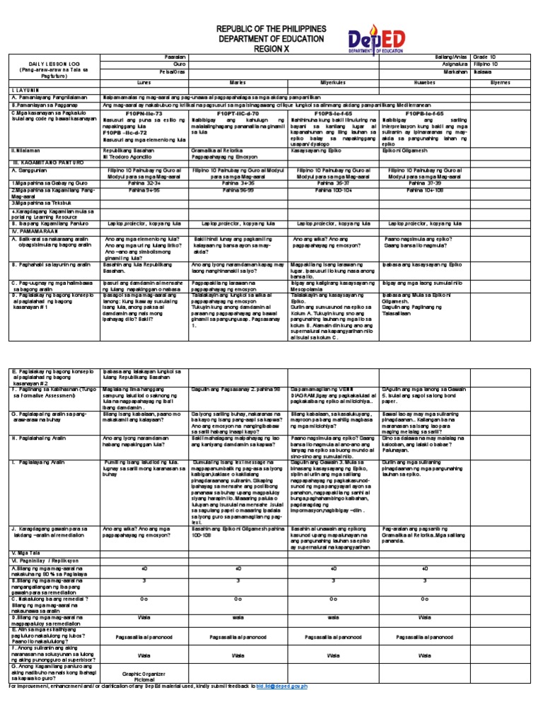 New DLL..Fil 10 Una at Ikalawang Markahan - Final | PDF