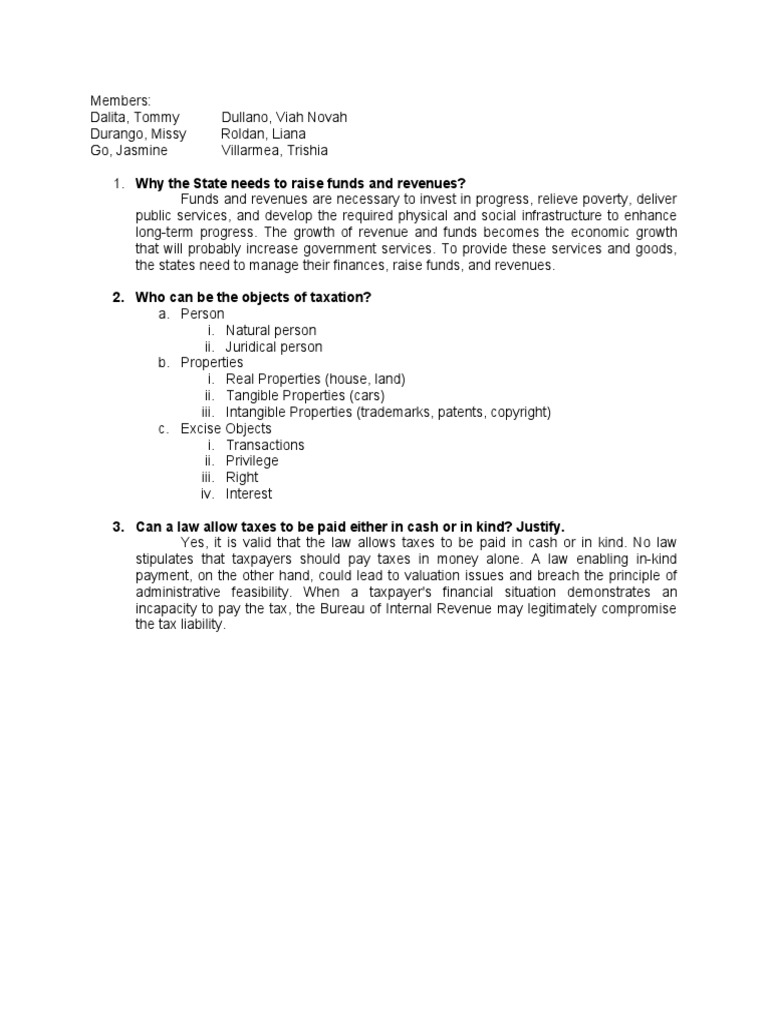 Who Can Be The Objects of Taxation? | PDF