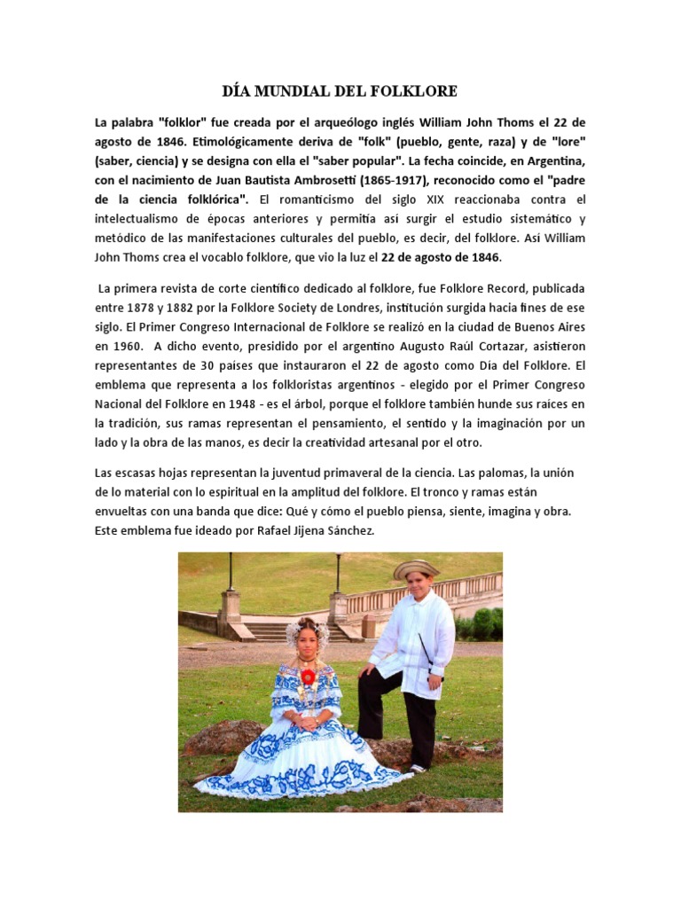 Dia Mundial Del Folklore | PDF | Folklore