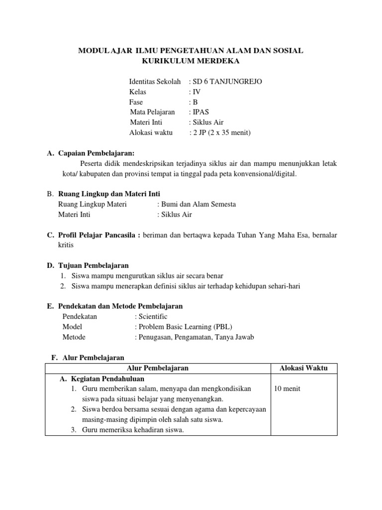 Modul Ajar Siklus Air | PDF | Sains & Matematika