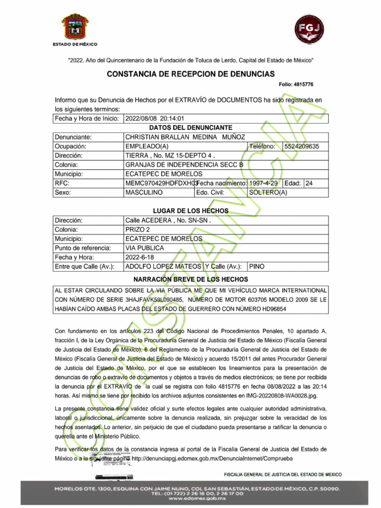 Constancia Recepción | PDF | México | Ley Pública