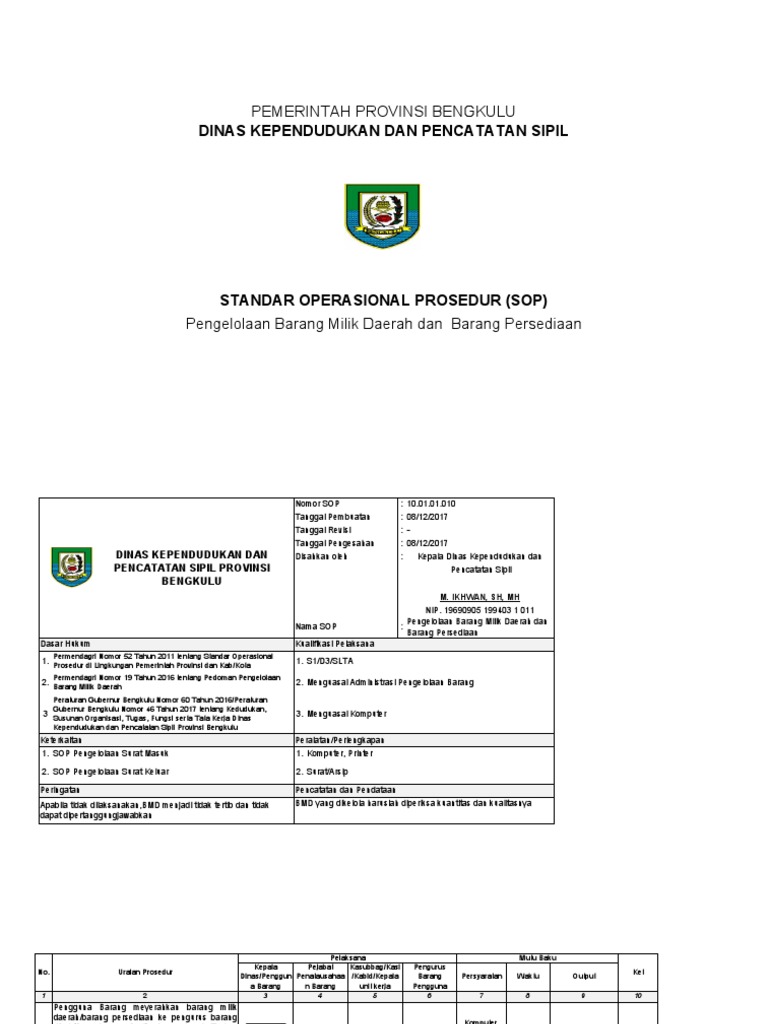 SOP Pengelolaan BMD Dan Barang Persediaan | PDF