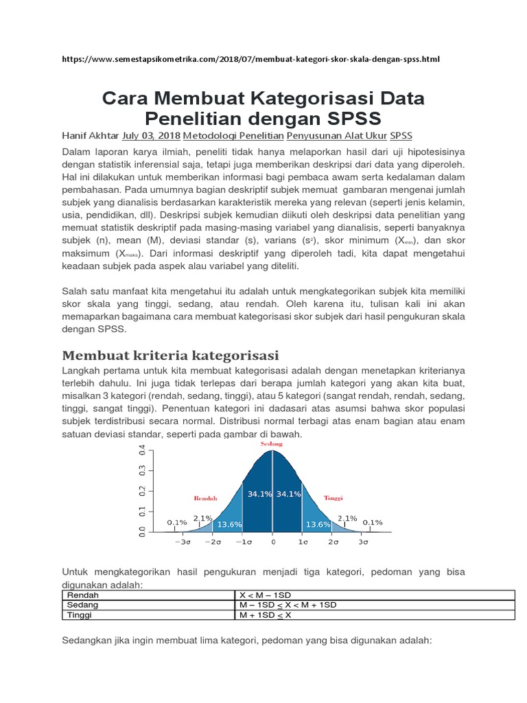 Cara Membuat Kategorisasi Data Penelitian - Dengan SPSS | PDF