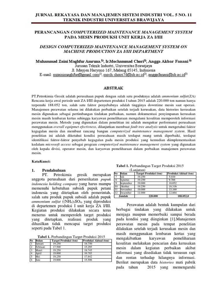 Perancangan Computerized Maintenance Management System | PDF