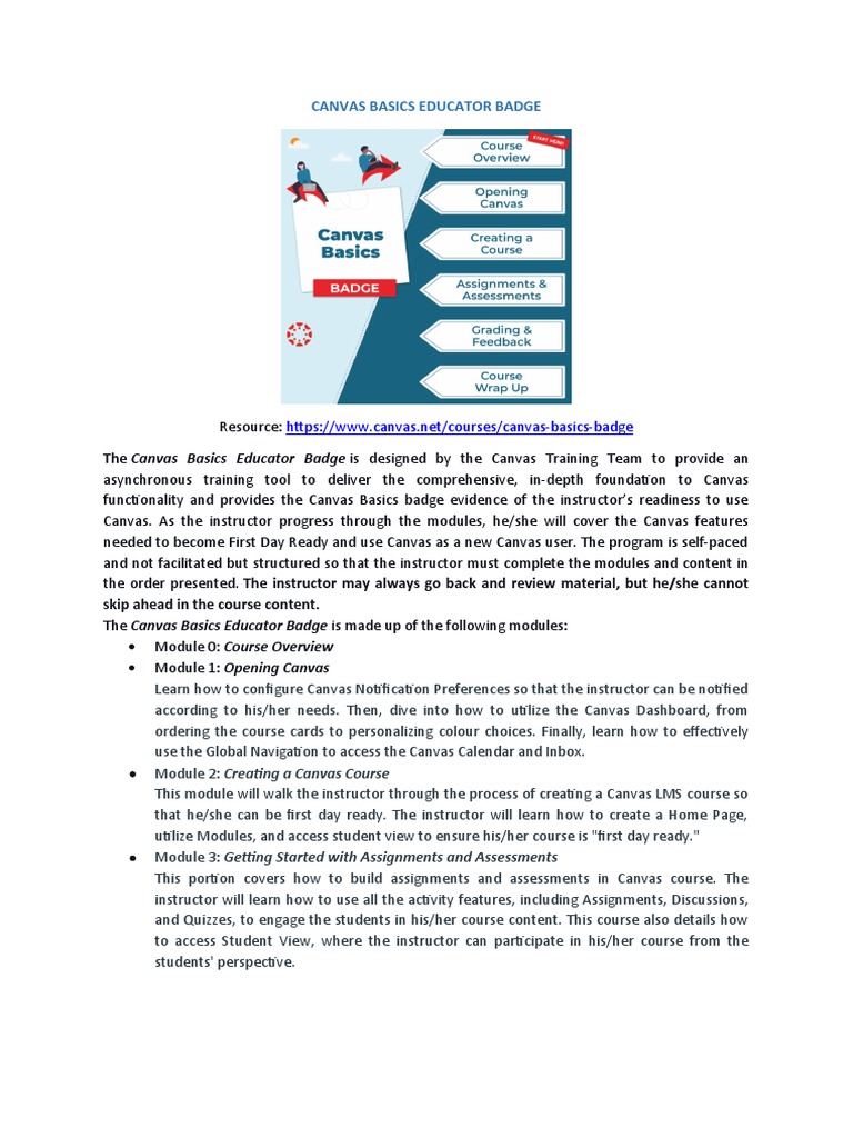 Canvas Basics Educator Badge Guide | PDF | Educational Assessment ...