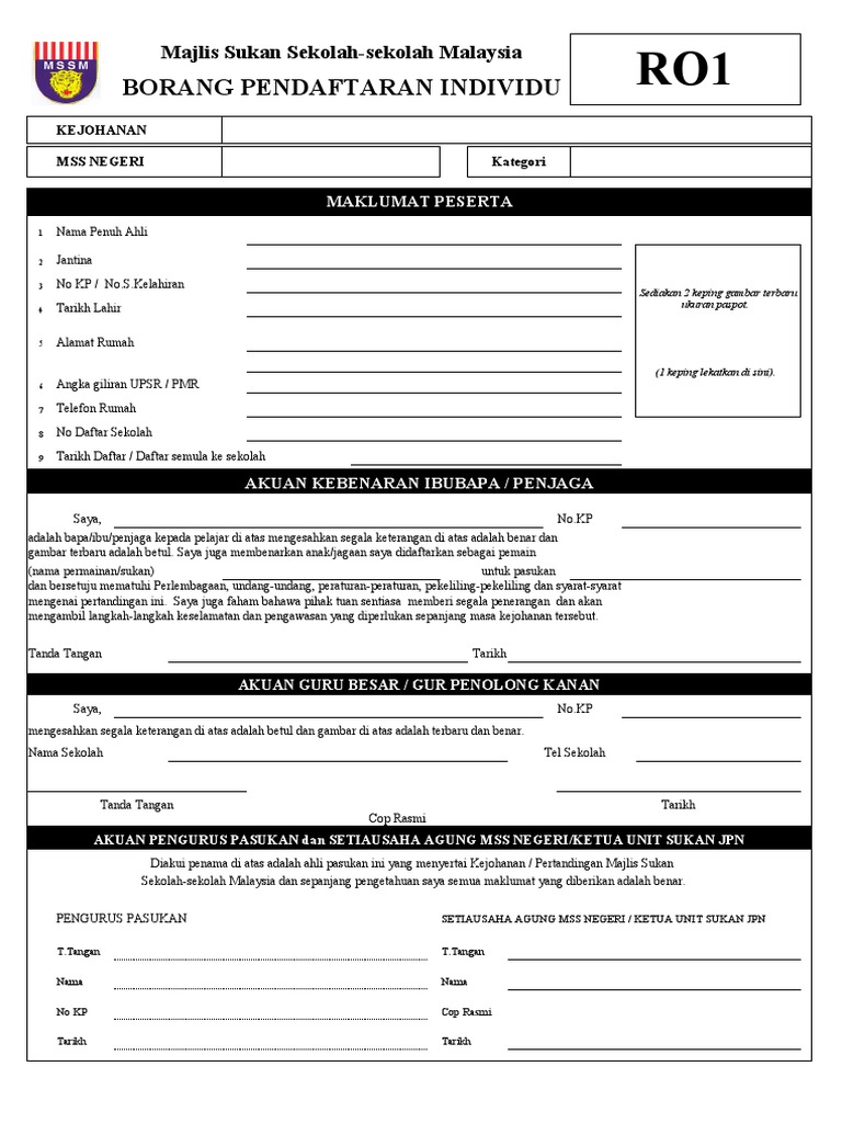 Borang R01 Individu | PDF