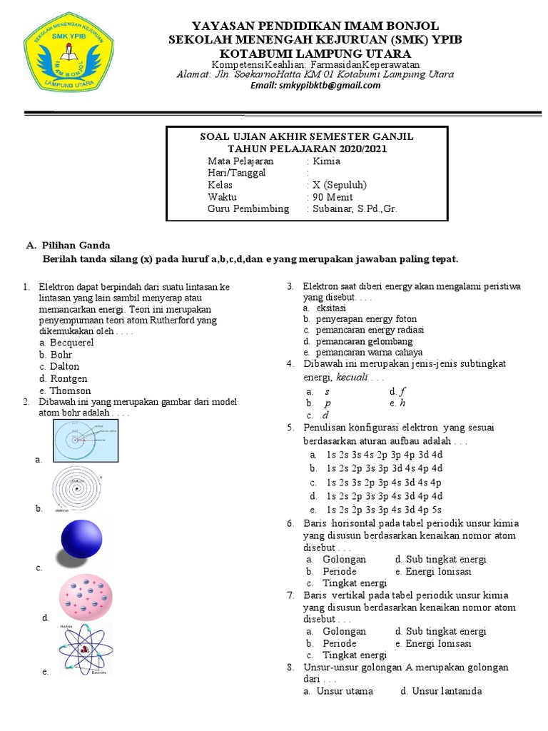 Soal Uas Kimia Kelas X | PDF