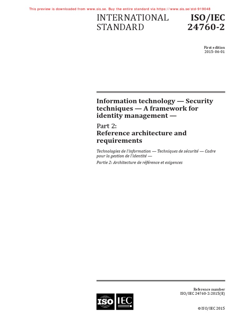International Standard: Iso/Iec 24760-2 | PDF | System | International Organization For ...