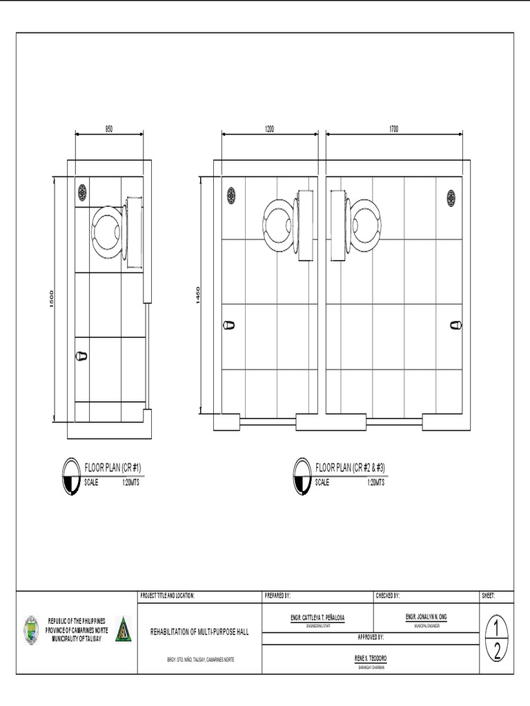 Floor Plan (CR #1) Floor Plan (CR #2 & #3) : Scale 1:20MTS Scale 1 ...