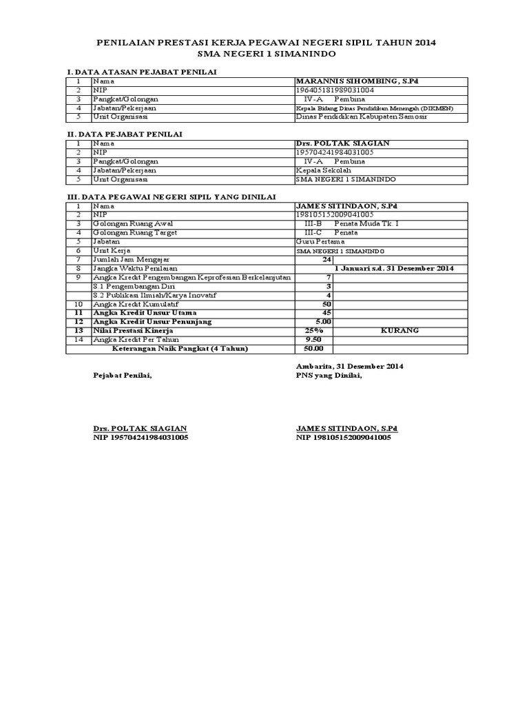 SKP Untuk James Sitindaon | PDF
