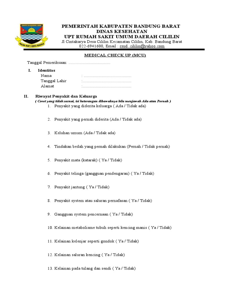 Form MCU | PDF | Kesehatan Holistik