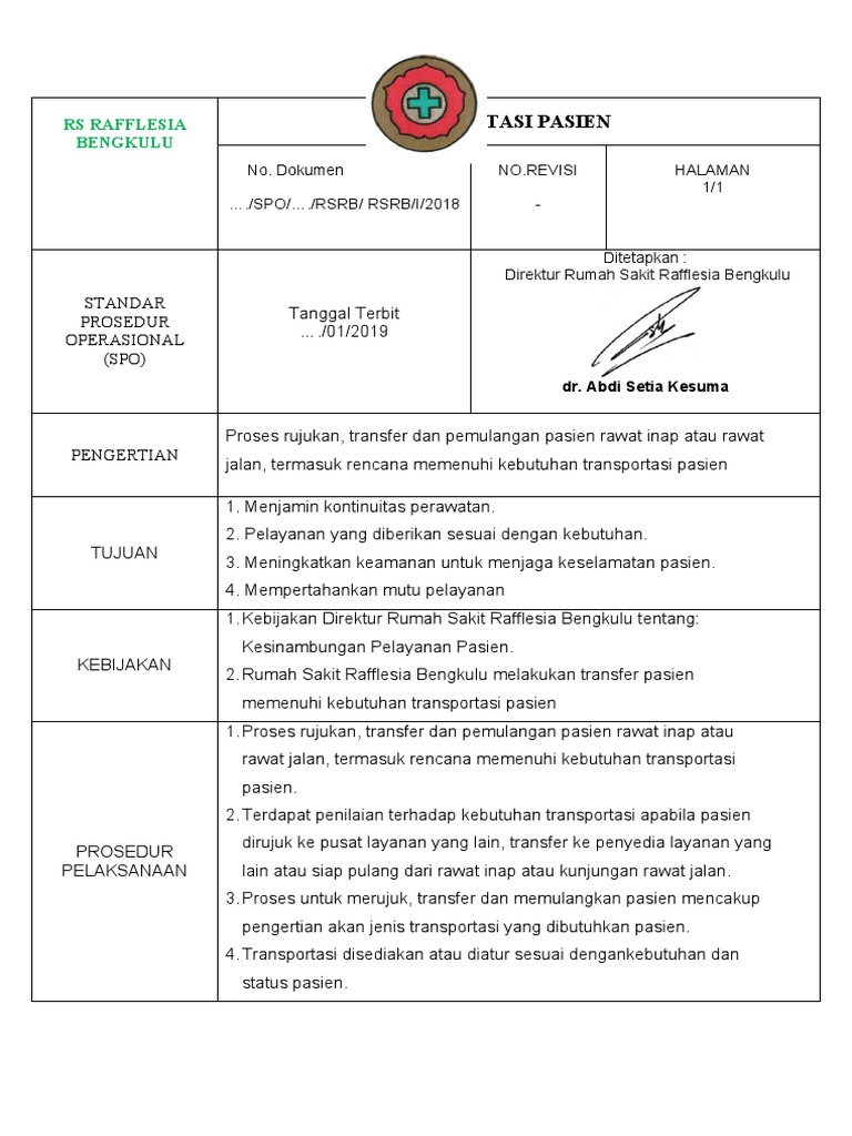 Sop Tranfortasi Pasien | PDF | Pengembangan Diri