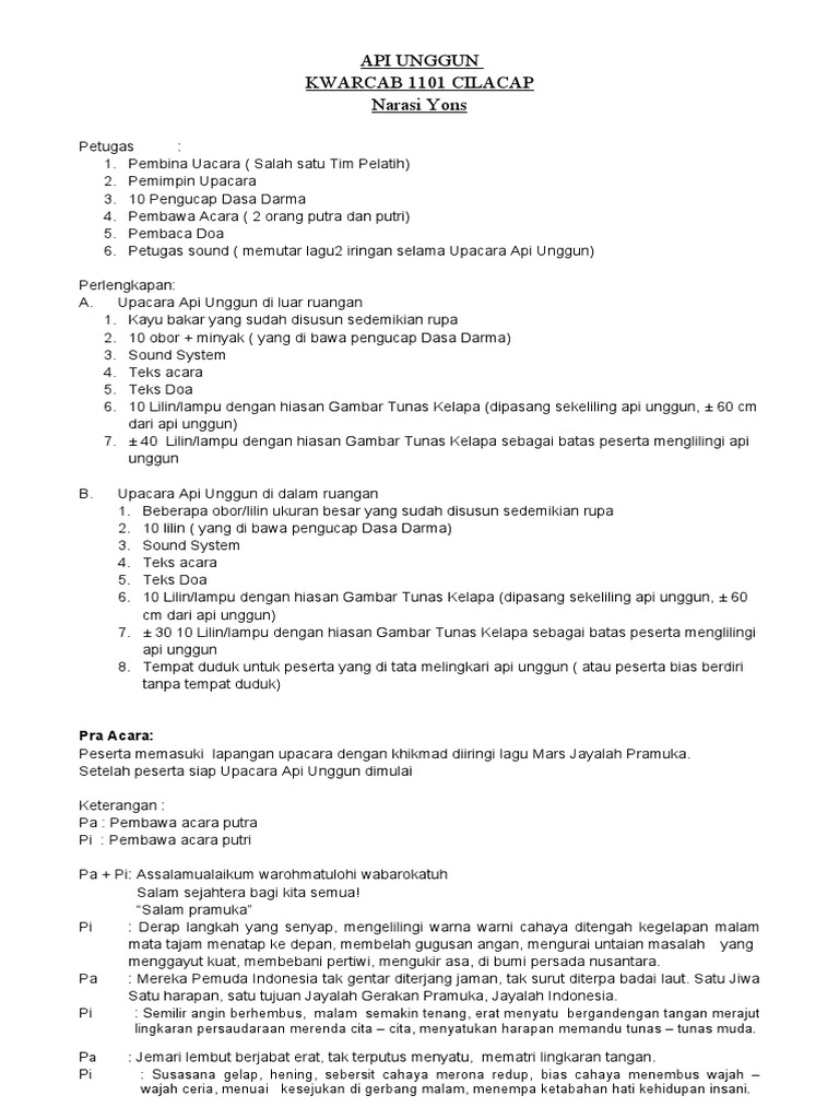 Acara Api Unggun Karya Yons | PDF