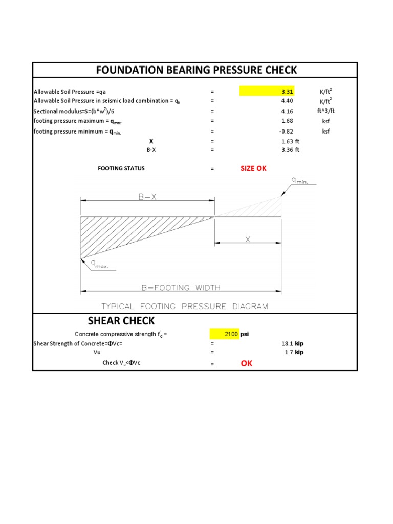 Foundation Bearing Pressure Check: Size Ok | PDF | Nature ...