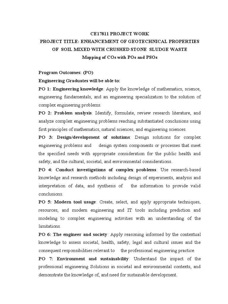 Project CO-PO Mapping | Download Free PDF | Engineering | Design