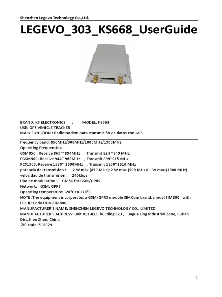 KS668 GPS Vehicle Tracker Manual | PDF | General Packet Radio Service ...