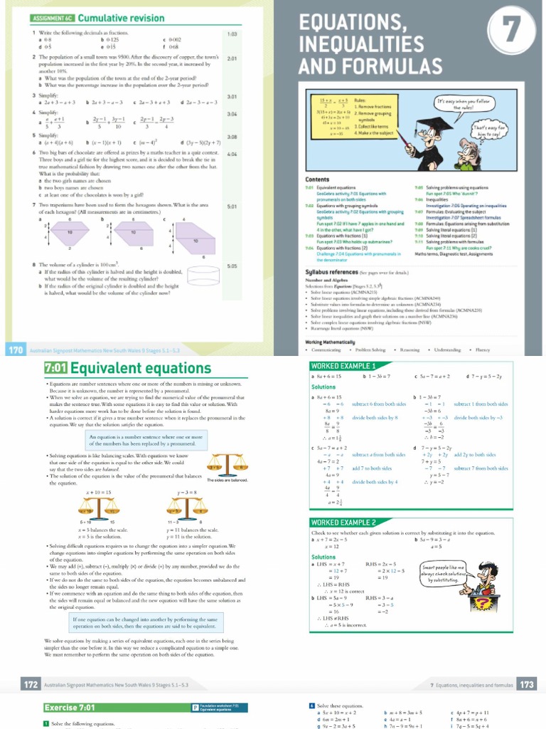 Year 9 Australian Maths - Algebra & Equations | PDF