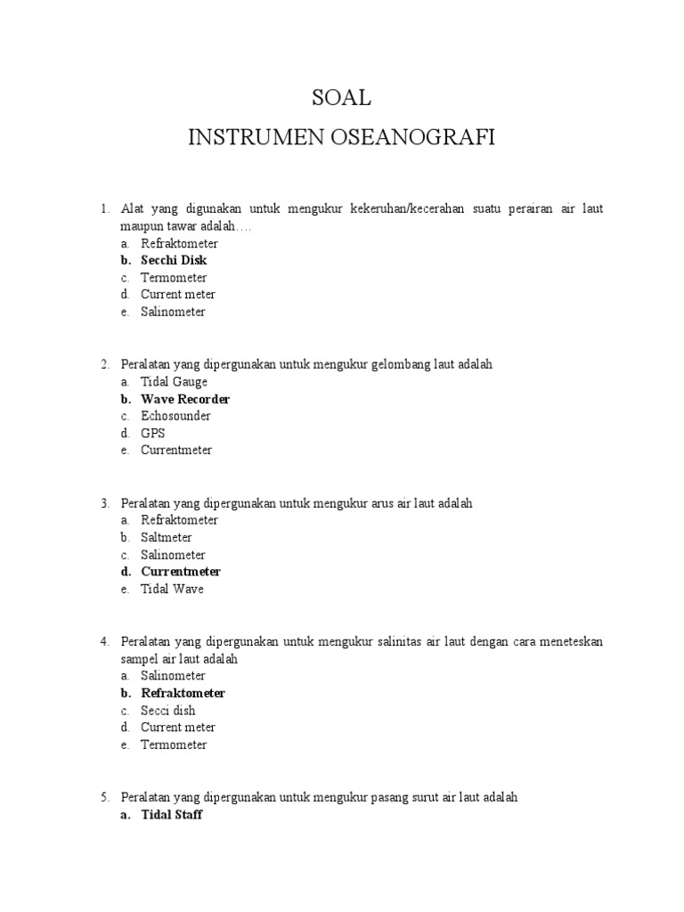 Soal Instrumen Oseanografi | PDF