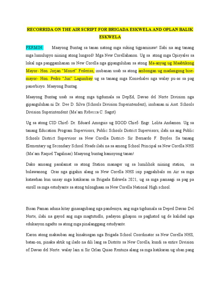 RECORRIDA ON THE AIR SCRIPT Final | PDF