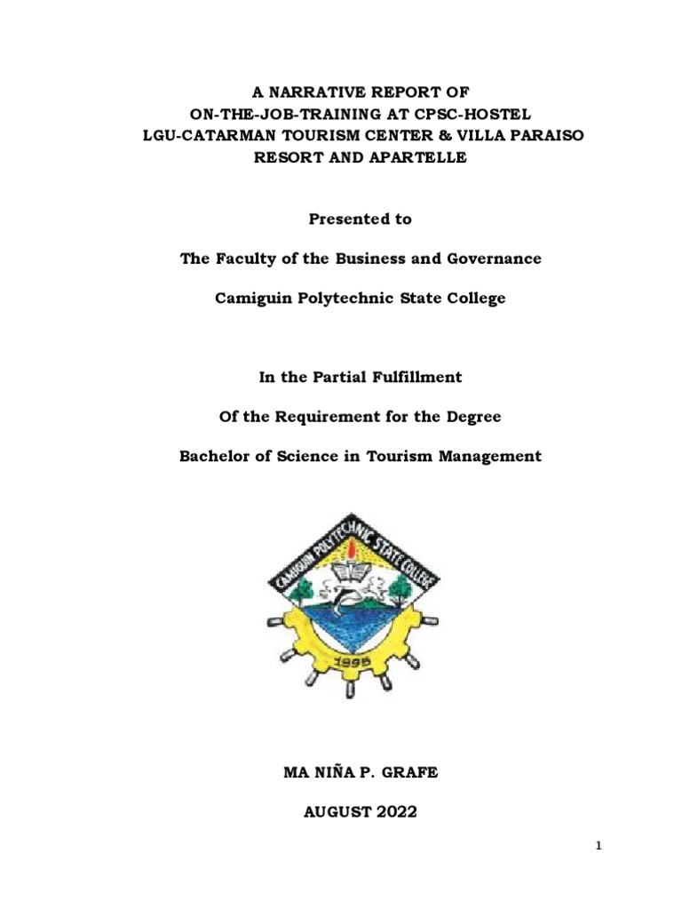 Narrative Report - 81022 | PDF | Tourism | College