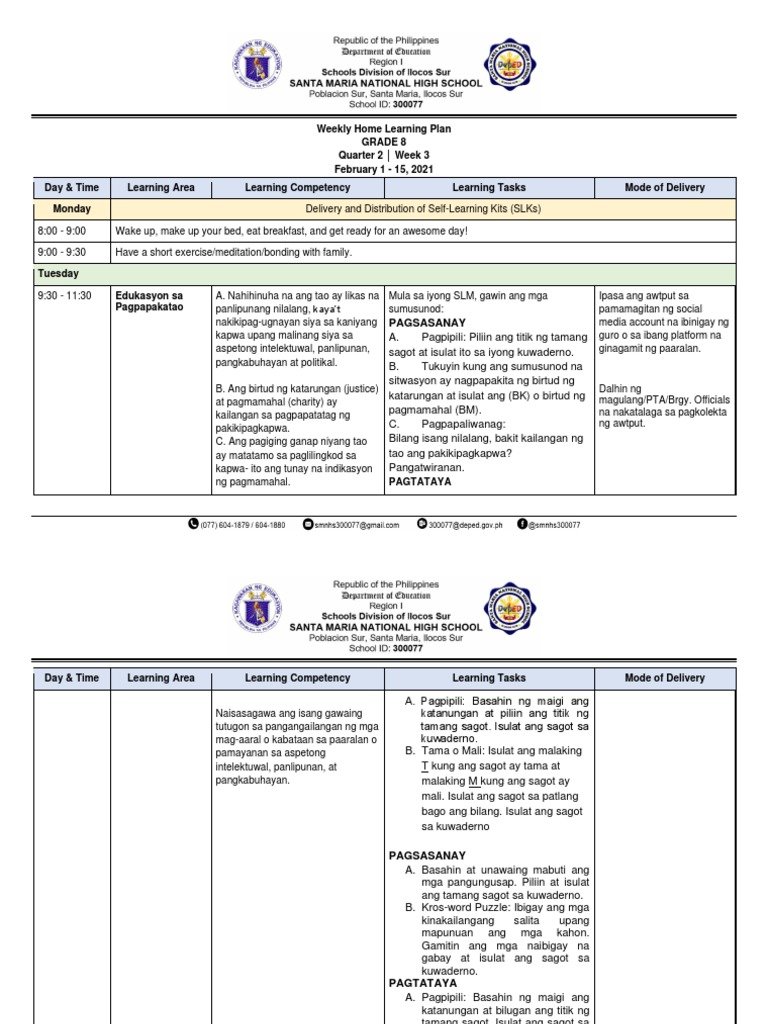WHLP - Grade 8 - Q2 - Week 3 | PDF