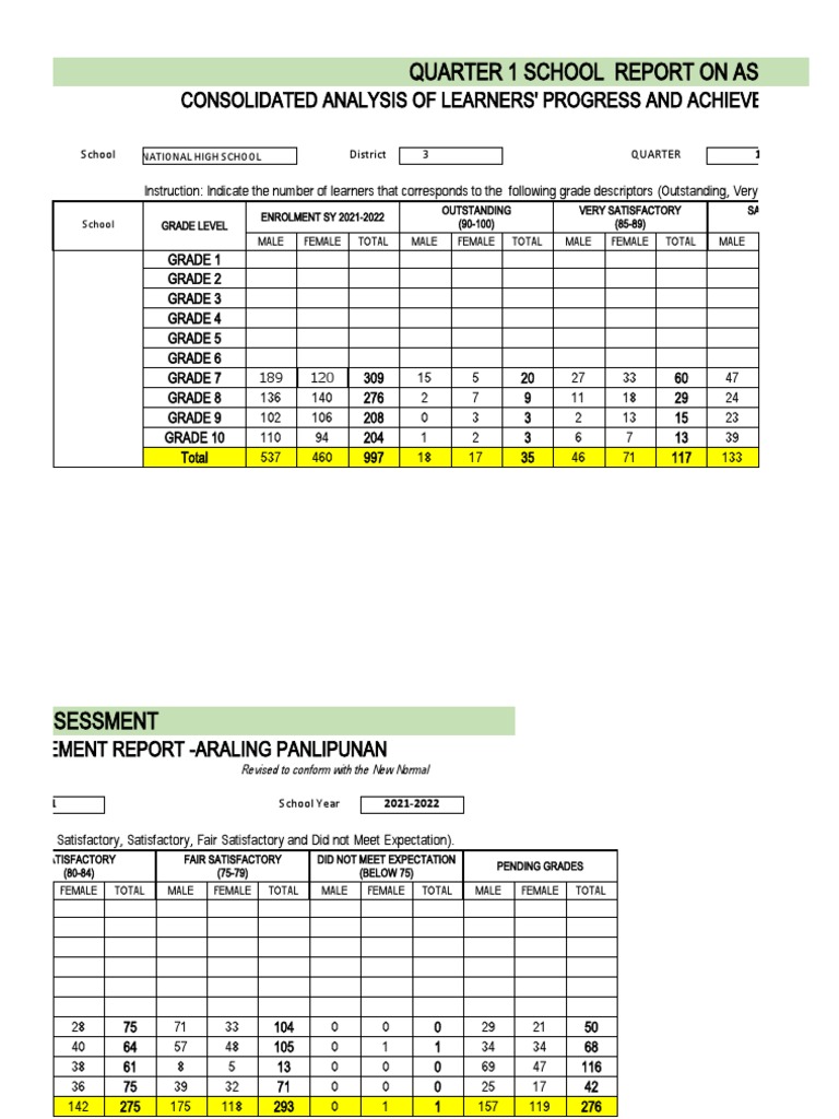 Consolidated Analysis of Learners' Progress and Achievement Report ...