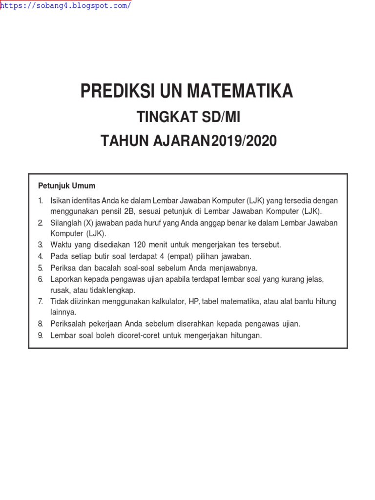 Try Out UN Matematika SD-MI | PDF