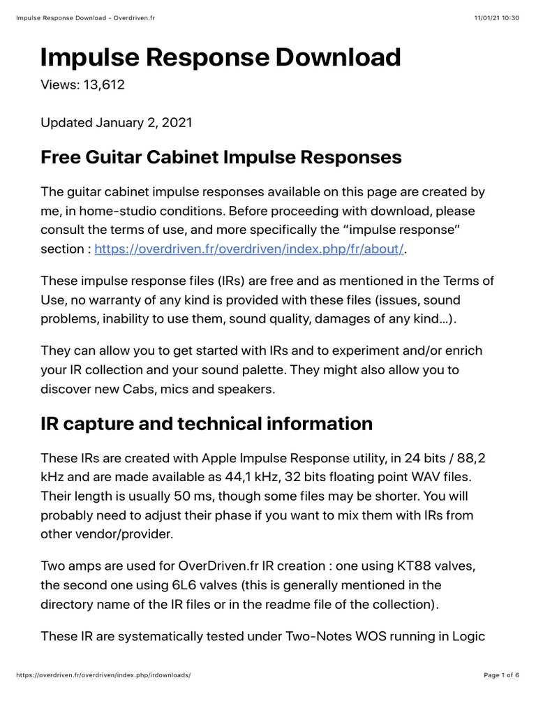 Impulse Response Download - Overdriven FR | PDF | Equalization (Audio ...
