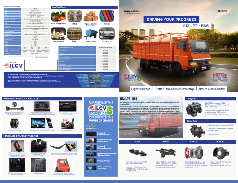 TATA 1112 LPT Overview Specs, Features & Images | PDF | Truck | Fuel Economy In Automobiles