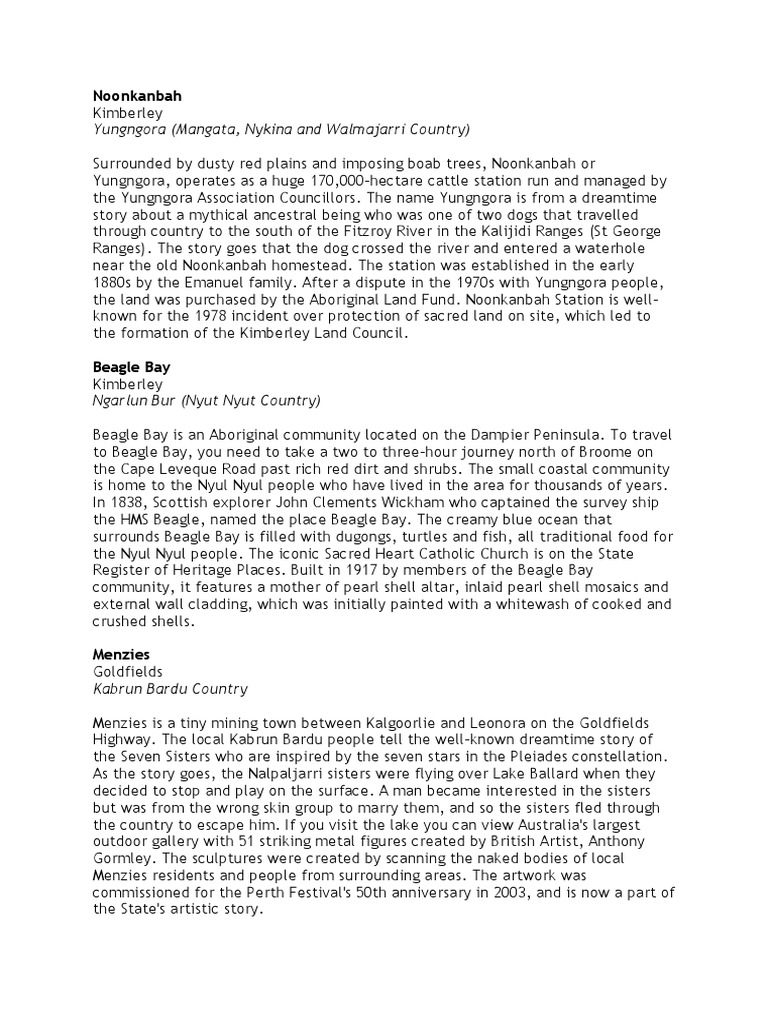 Yungngora (Mangata, Nykina and Walmajarri Country) : Noonkanbah | PDF