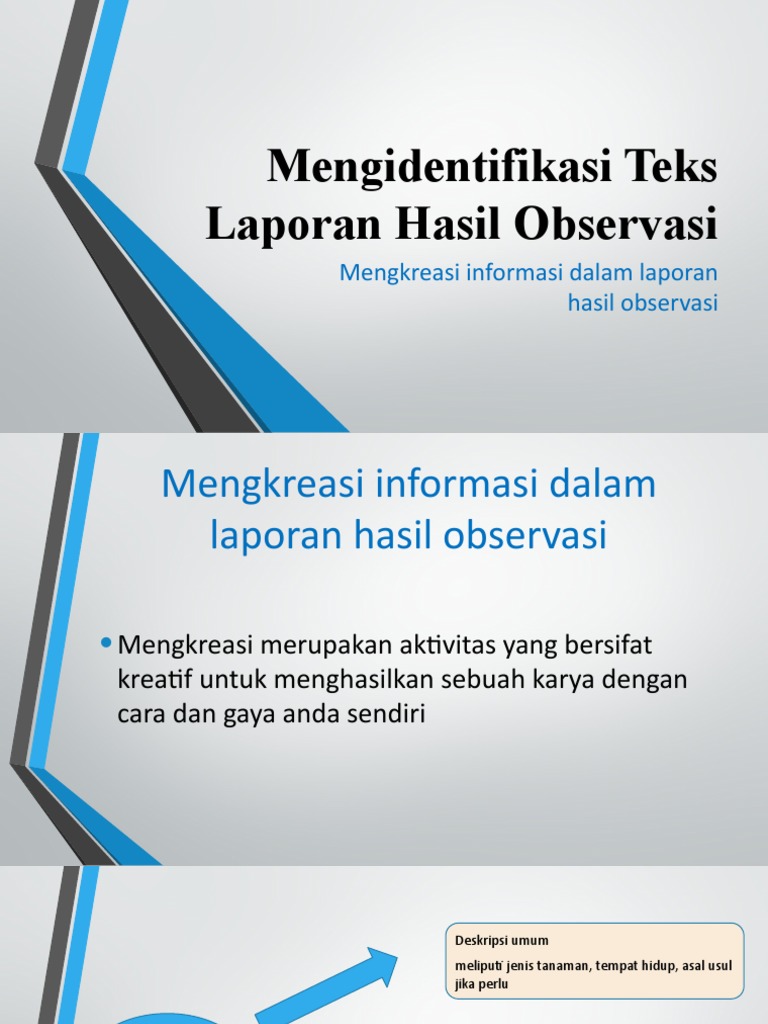Mengidentifikasi Teks Laporan Hasil Observasi | PDF