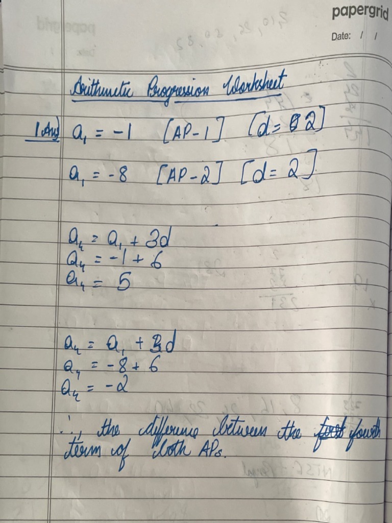 Arithmetic Progression Worksheet And HOTS 24 12 21 PDF