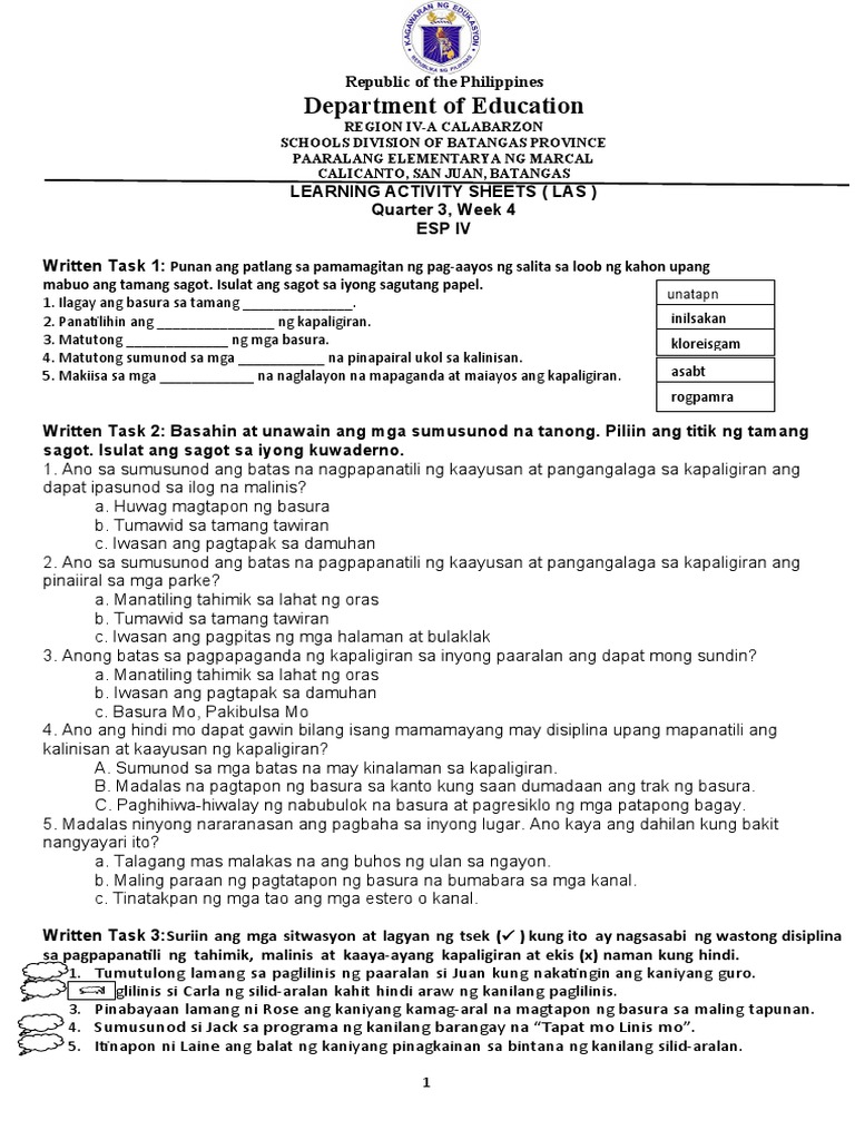 Grade-4-LAS-Q3-W4-ESP (1) | PDF