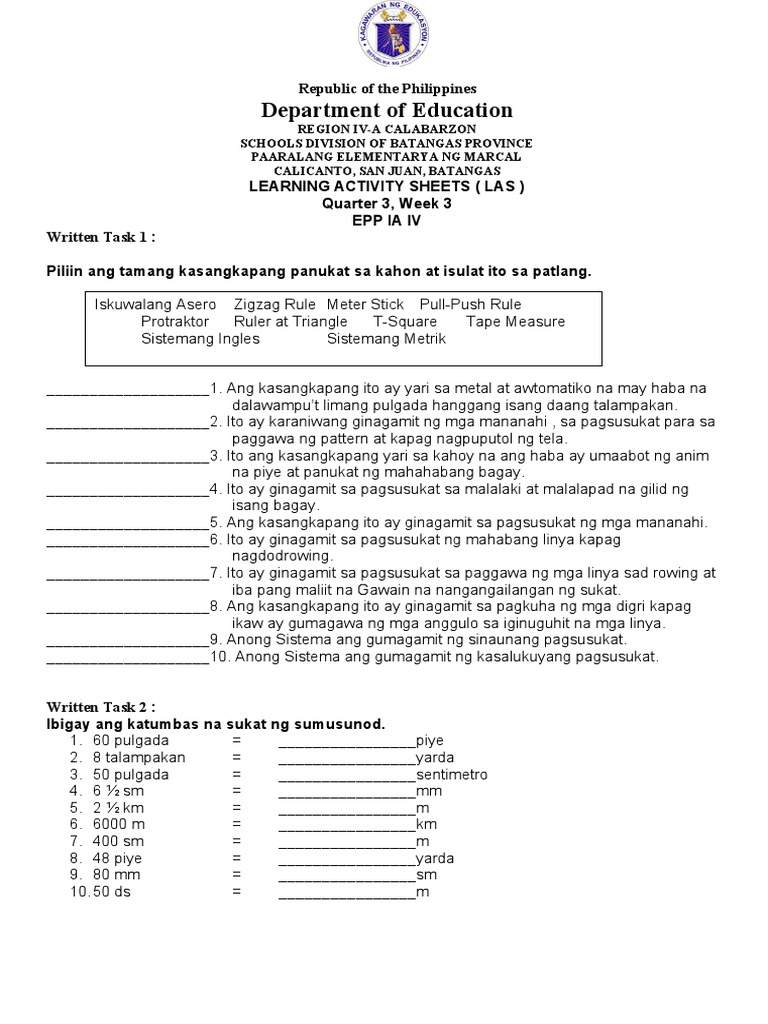 Grade 4 LAS Q3 W3 EPP IA | PDF