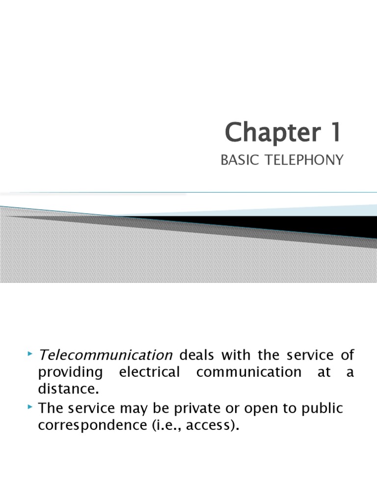 BASIC TELEPHONY (Full Chapter) | PDF | Telephone Exchange | Electrical ...