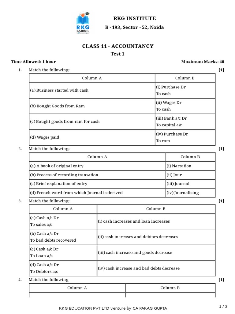 RKG Institute: B - 193, Sector - 52, Noida | Download Free PDF | Debits ...