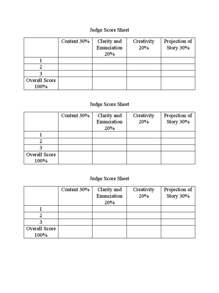 Judge Score Sheet | PDF