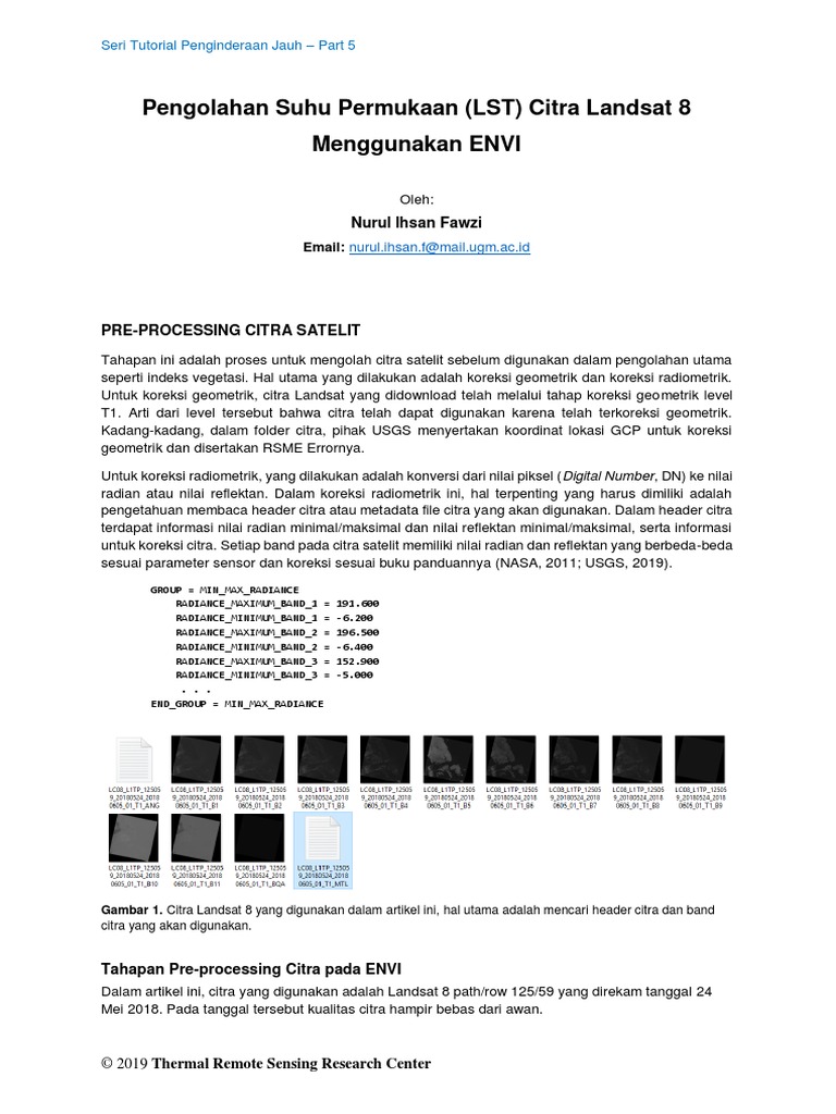 Toaz - Info Pengolahan Suhu Permukaan LST Citra Landsat 8 Menggunakan Envi PR | PDF