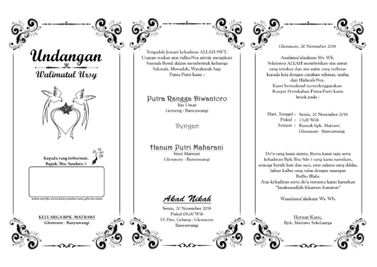 Undangan Pernikahan Lipat 3 Fotocopy Hvs | PDF